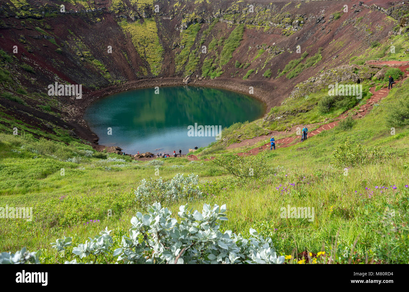 Kerið volcanic crater lake also called Kerid or Kerith in southern ...