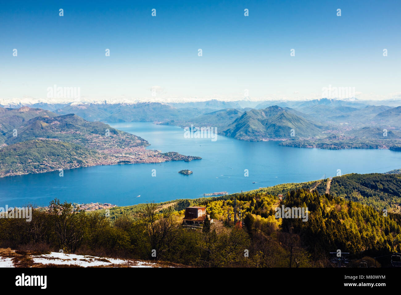 Panorama of Lake Maggiore from Mottarone, Stresa, Piedmont, Italy Stock ...