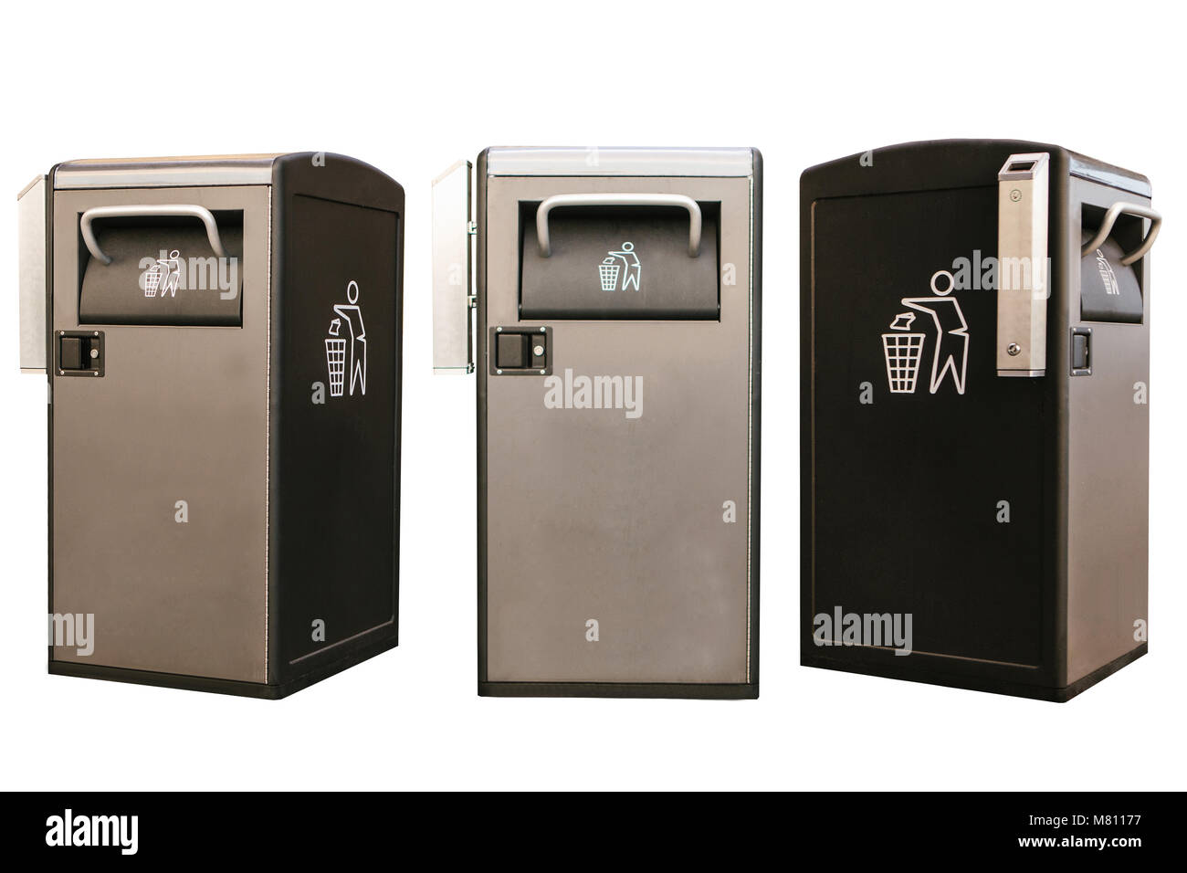 Set. Objects in different positions. Modern smart bin isolated on white ...