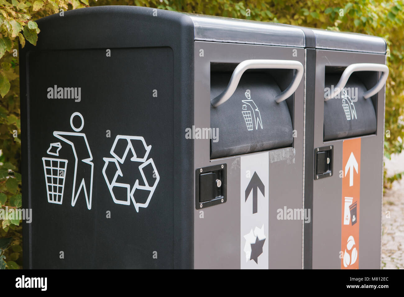 Modern smart bins. Waste collection. Separate collection of garbage and ...