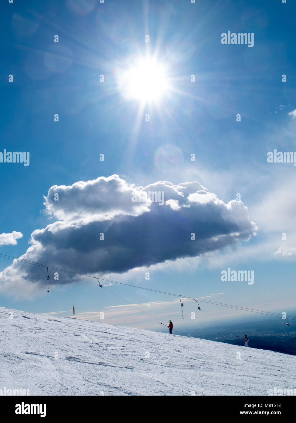 Skiers on the slopes of Mottarone, Stresa, Piedmont, Italy Stock Photo ...