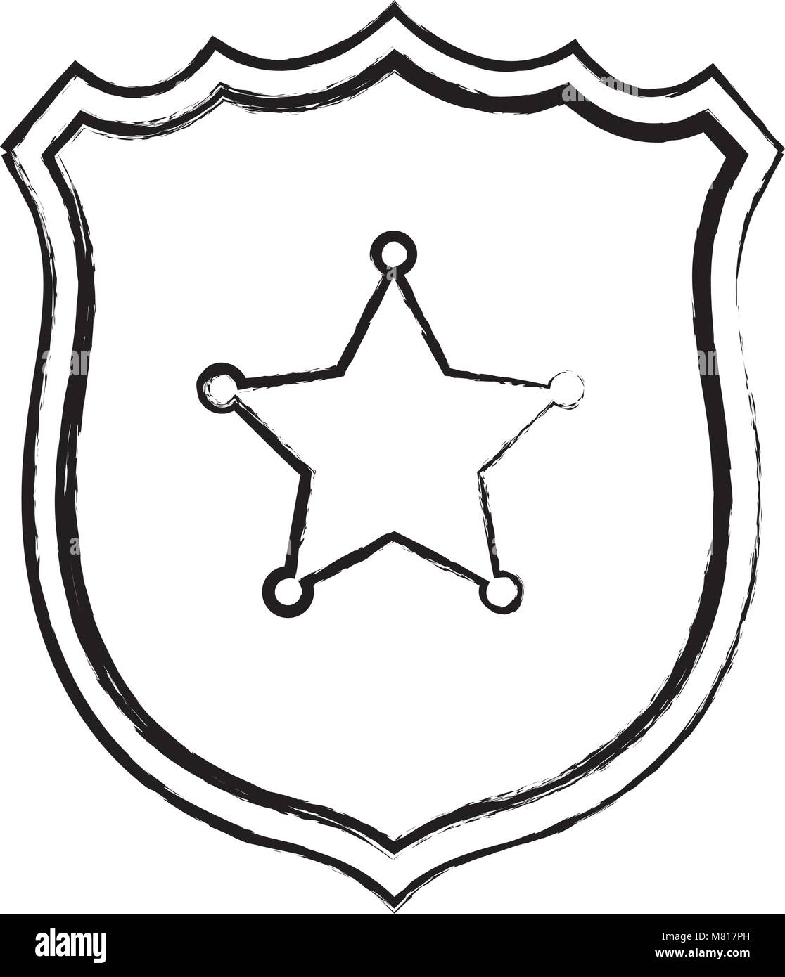 sketch of Sheriff shield icon over white background, vector ...