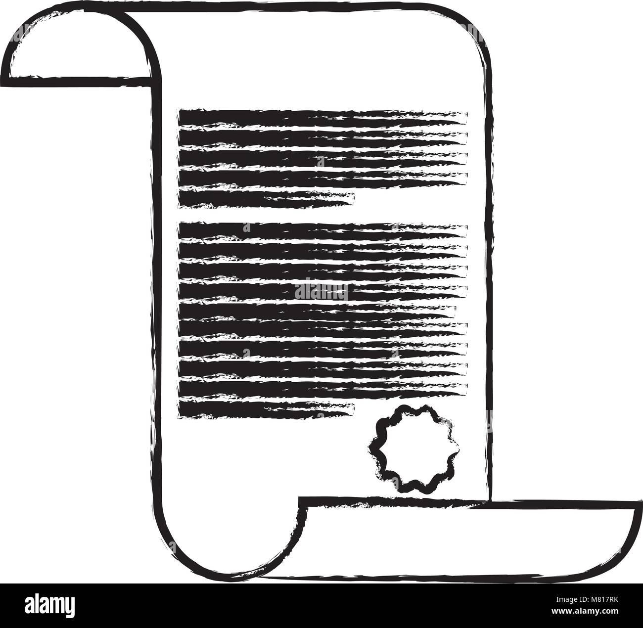 sketch of contract document icon over white background, vector ...