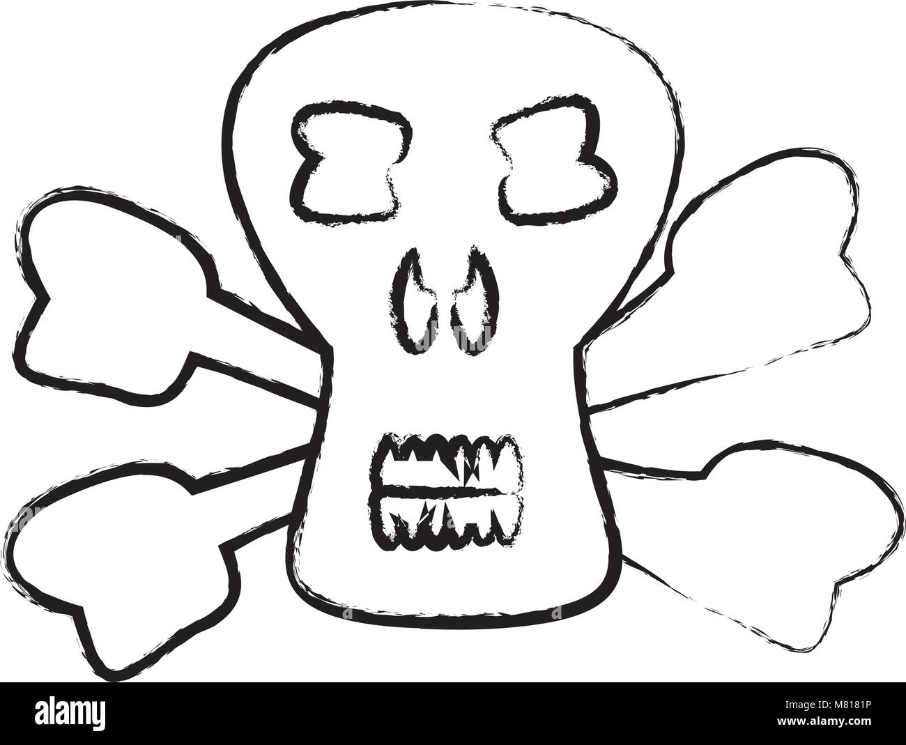 sketch of Danger skull icon over white background, vector illustration ...
