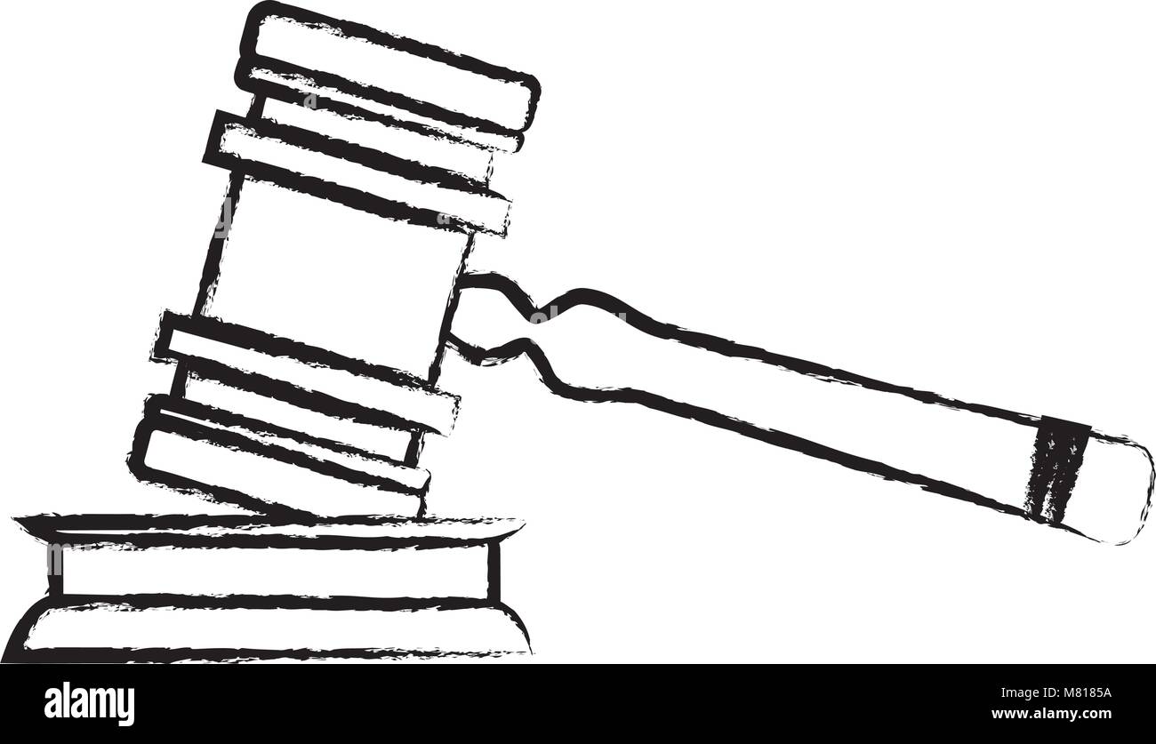 sketch of Law hammer icon over white background, vector illustration ...