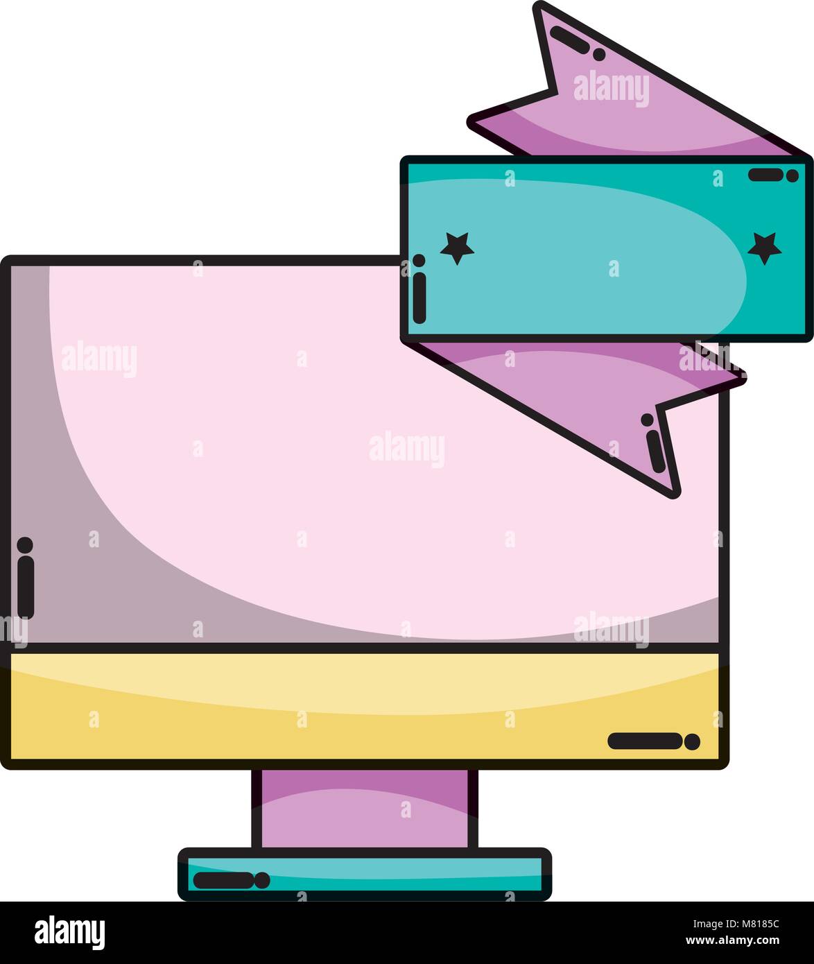 electronic computer screen technology with label Stock Vector Image ...