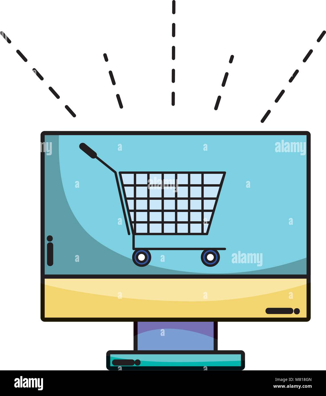 shopping cart inside screen computer technology Stock Vector Image ...