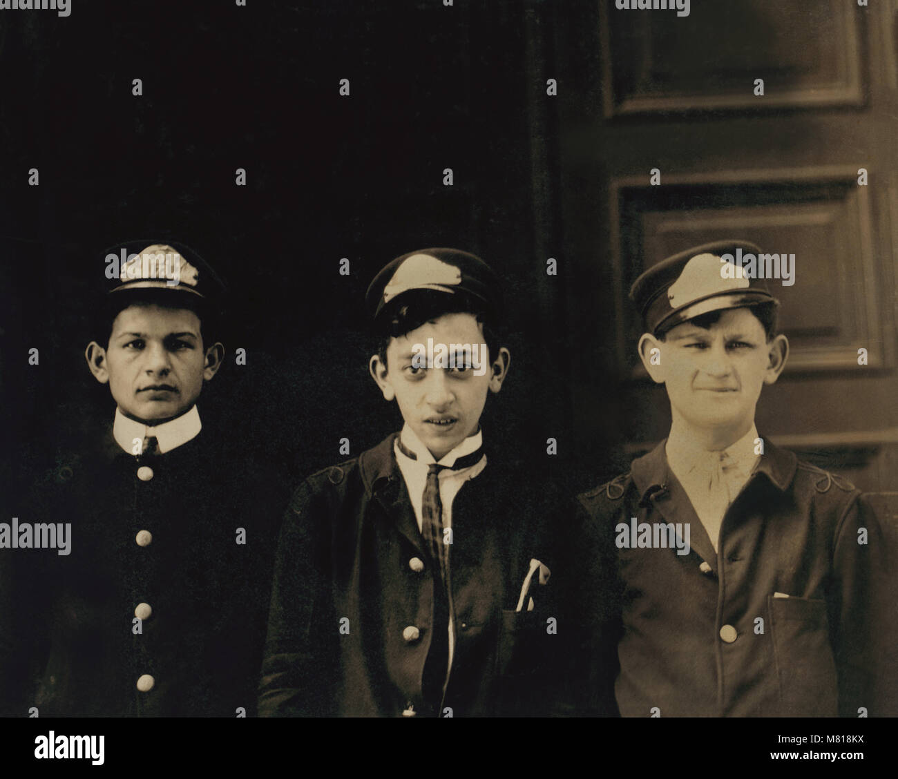 Three Typical A.D.T. Boys, Half-Length Portrait, Broadway near 40th ...