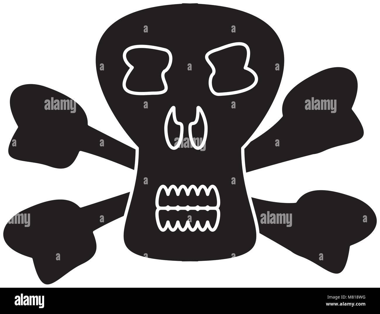 Danger skull icon over white background, vector illustration Stock ...