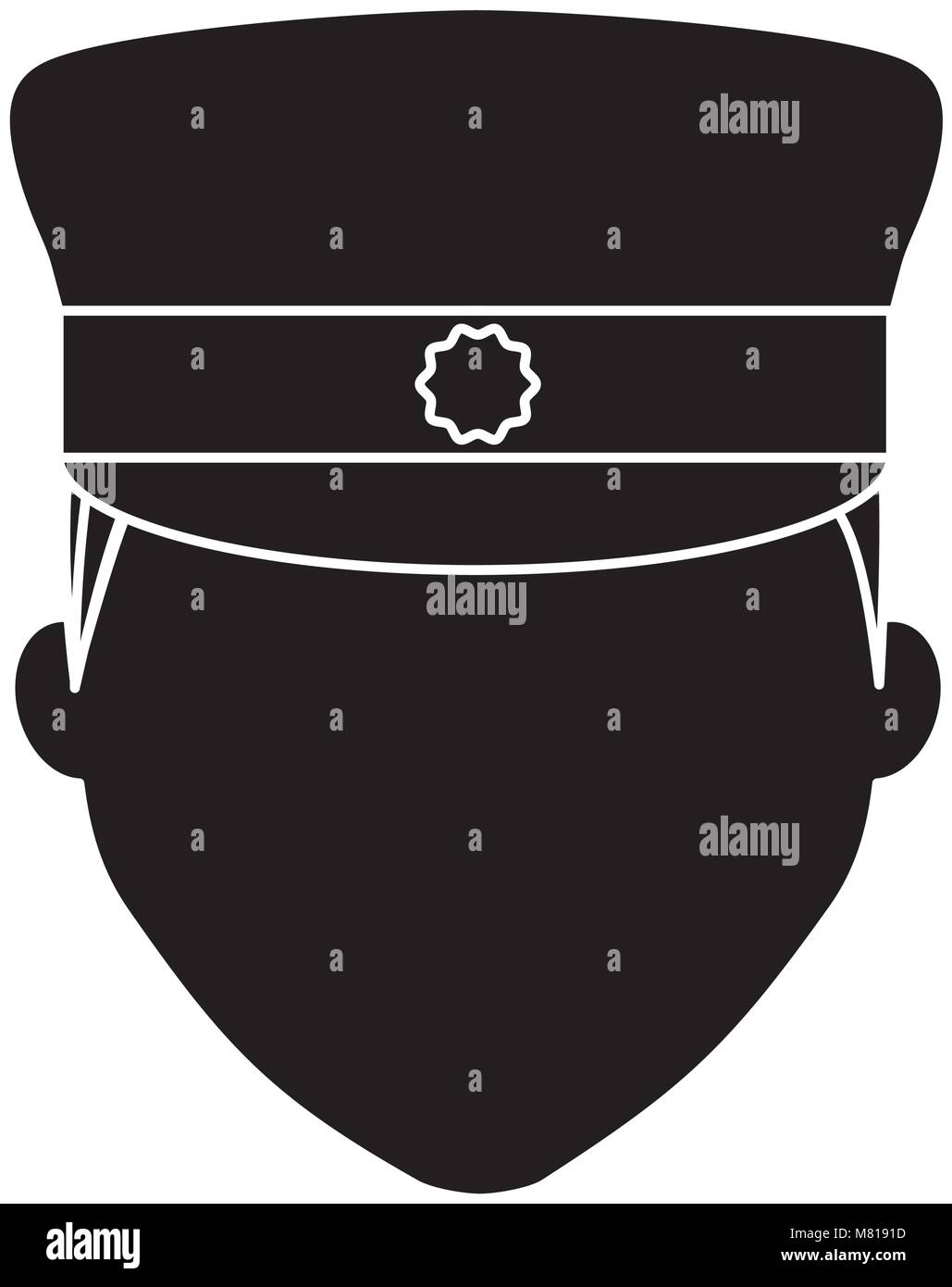 avatar police man face icon over white background, vector illustration ...