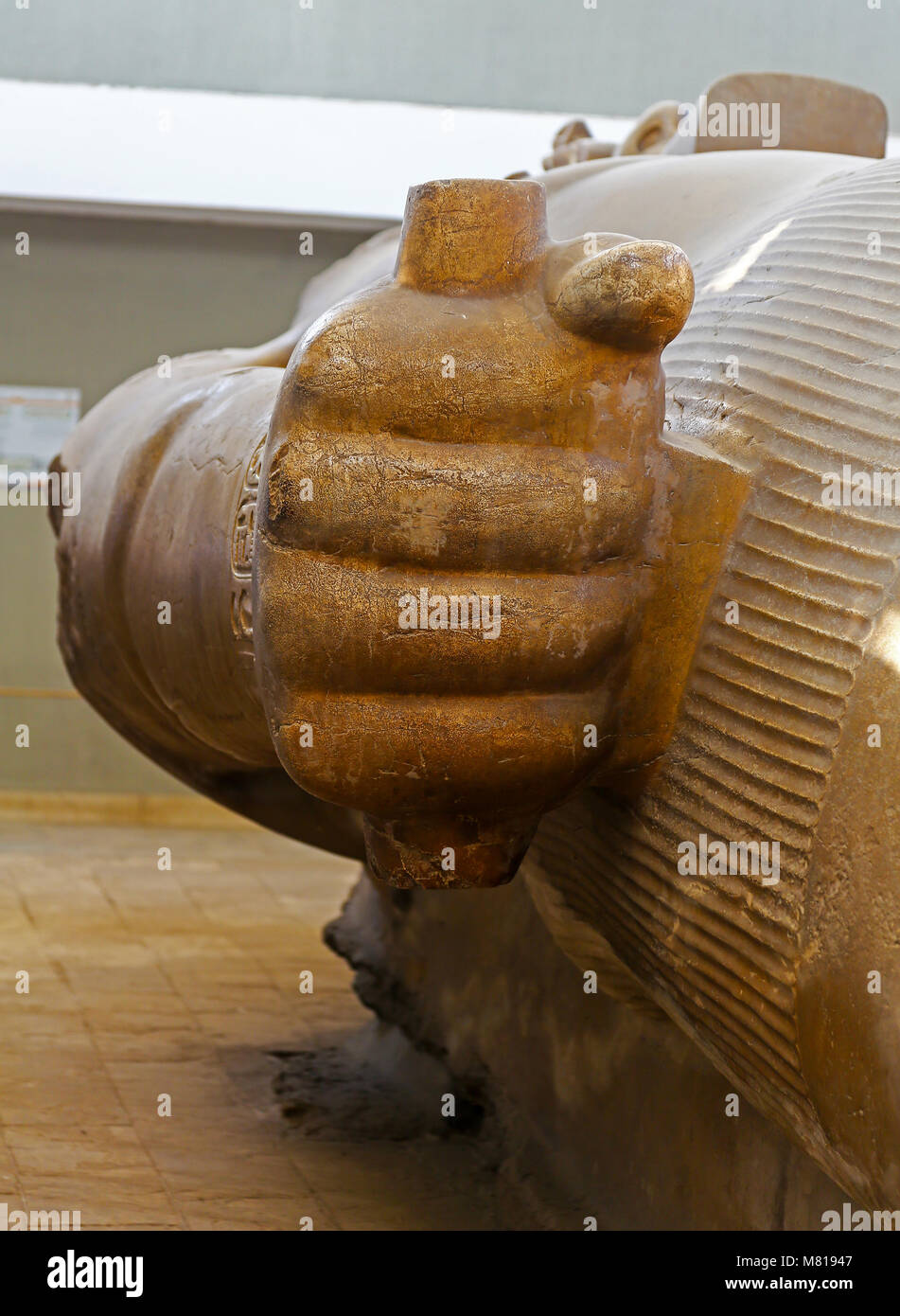 Detail of the hand of the Colossus of Ramesses II at Memphis, Mit ...