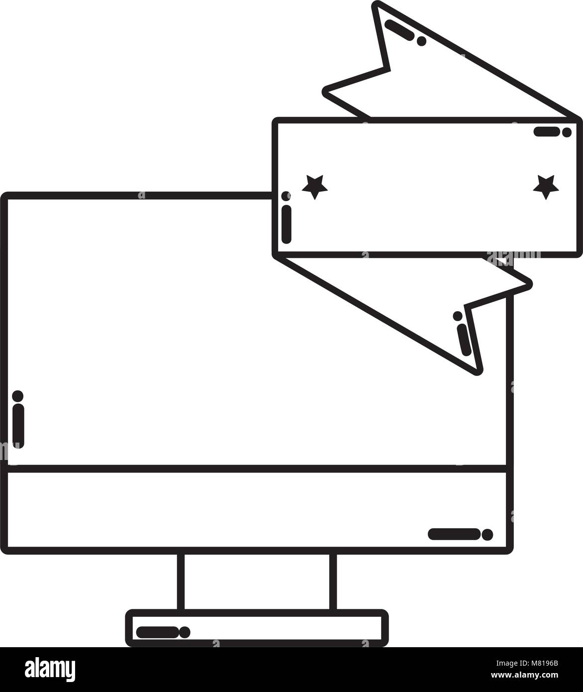 line electronic computer screen technology with label Stock Vector ...