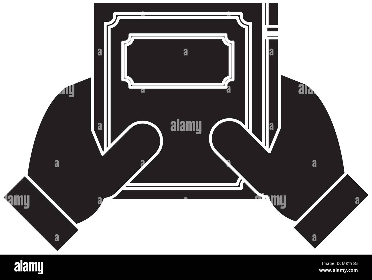 hands holding a academic book icon over white background, vector ...