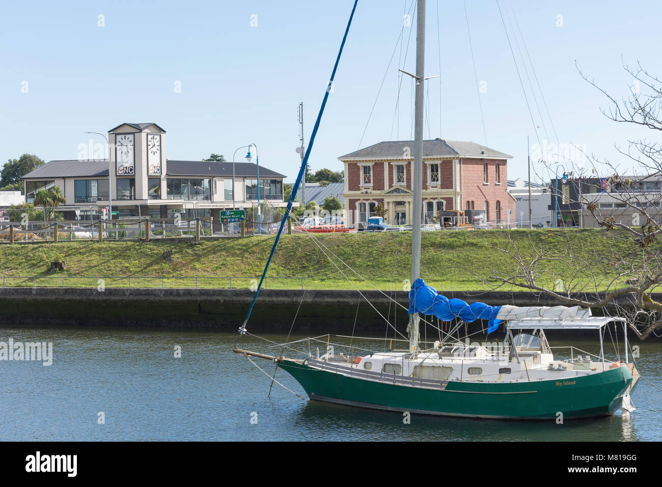 Town centre across River Kaiapoi, Williams Street, Kaiapoi, Canterbury ...
