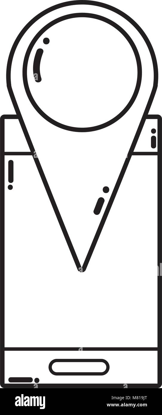 line smartphone technology with location symbol map Stock Vector Image ...