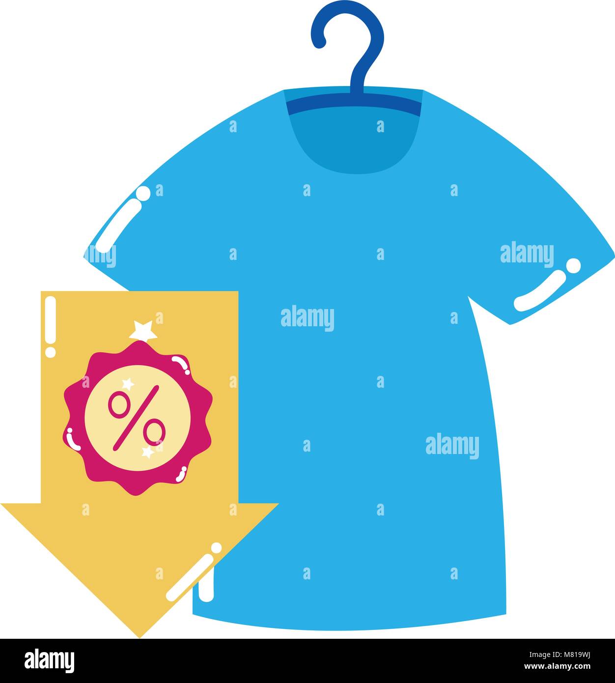 colorful t-shirt clothes and arrow with label percent Stock Vector ...