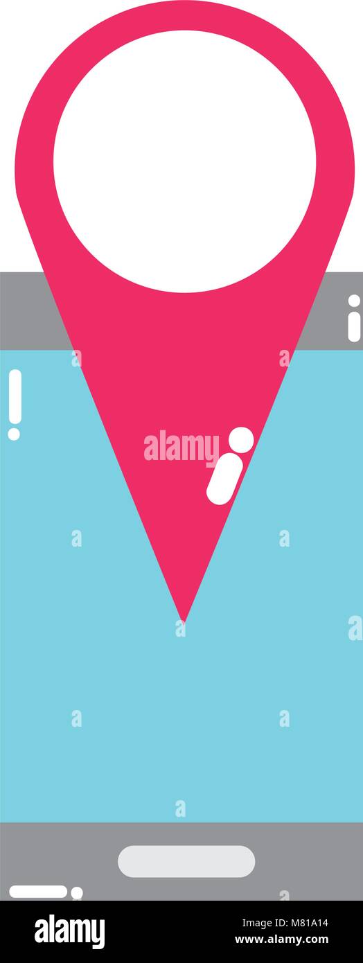 colorful smartphone technology with location symbol map Stock Vector ...