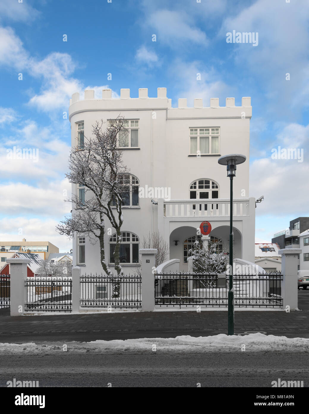 Danish Embassy in Iceland during winter in Reykjavik, Iceland Stock ...