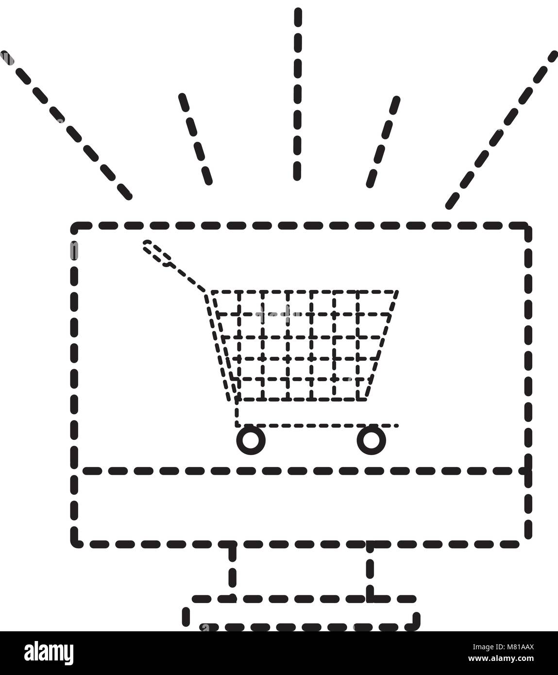 dotted shape shopping cart inside screen computer technology Stock ...
