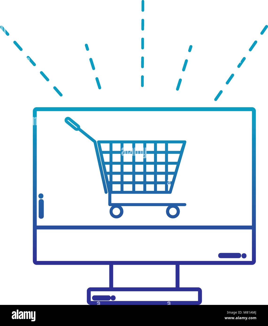 degraded line shopping cart inside screen computer technology Stock ...