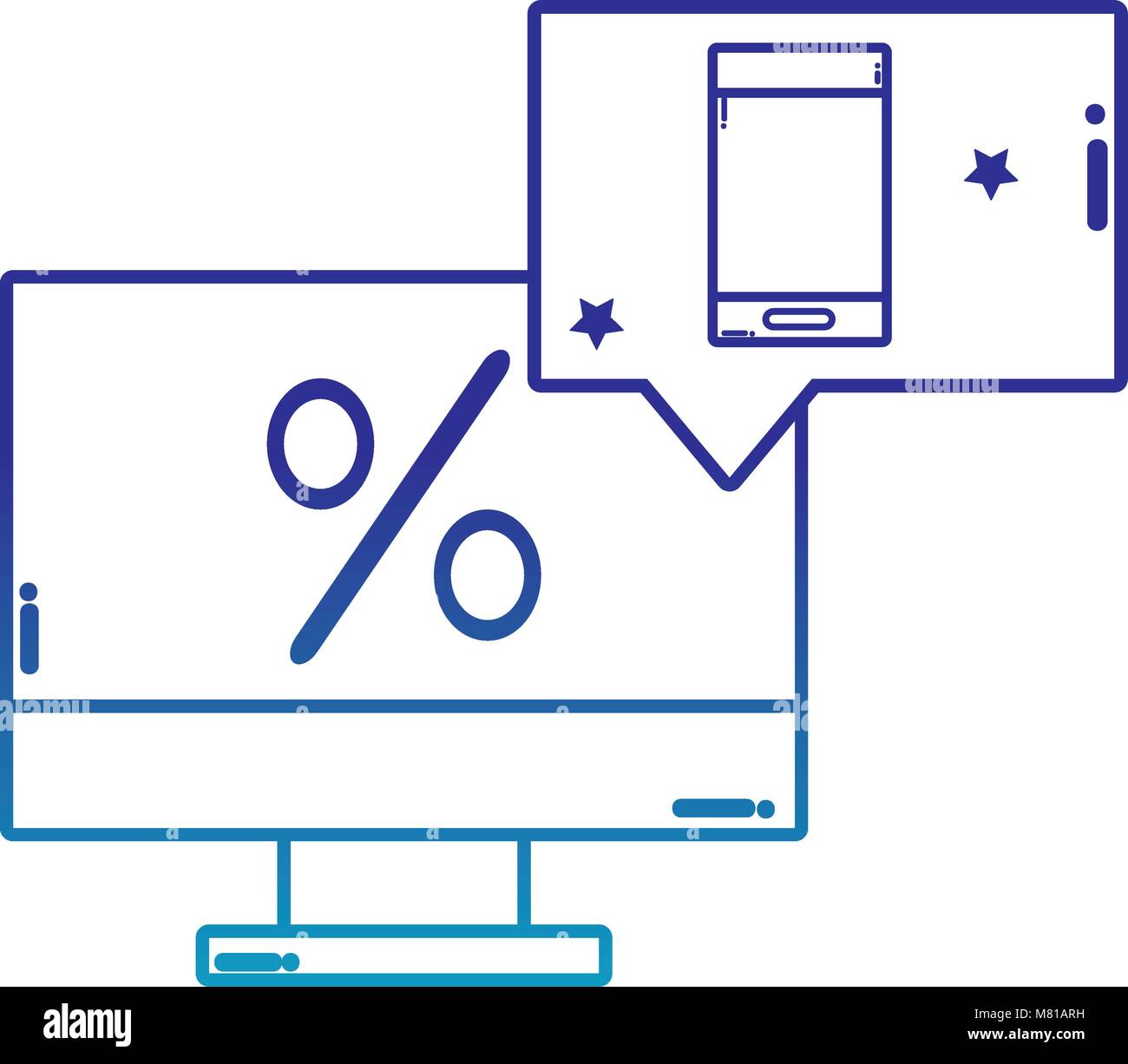 degraded line computer screen with percent and smartphone Stock Vector ...