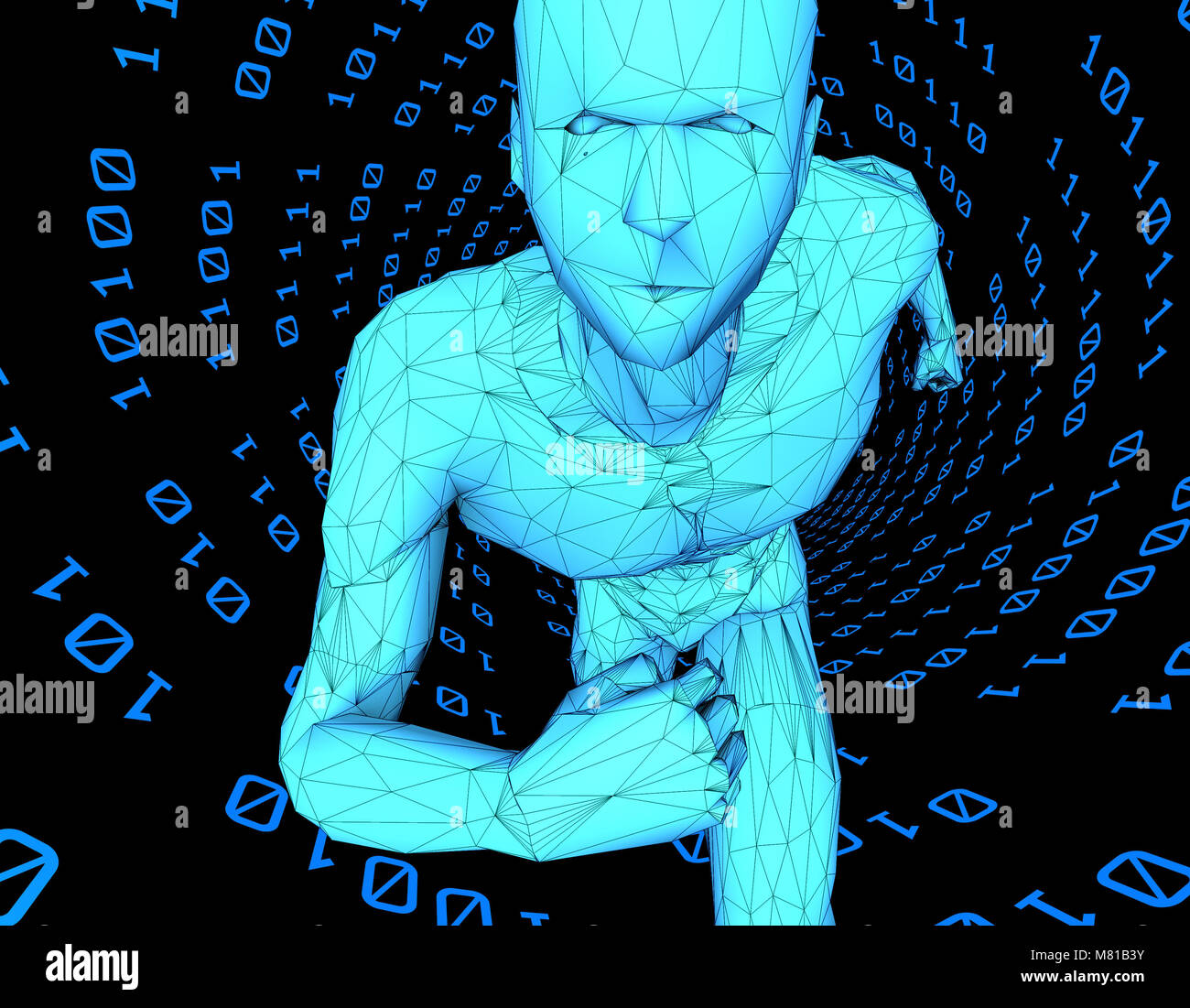 Technology people running in digital space, network speed, technology ...