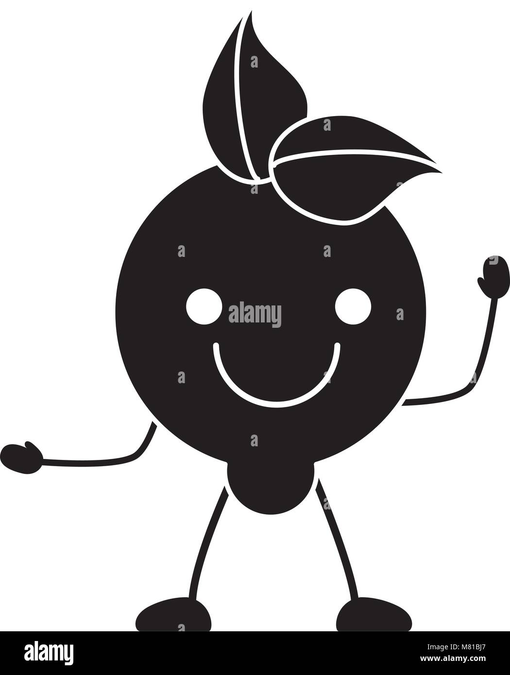 kawaii happy lemon icon over white background, vector illustration ...