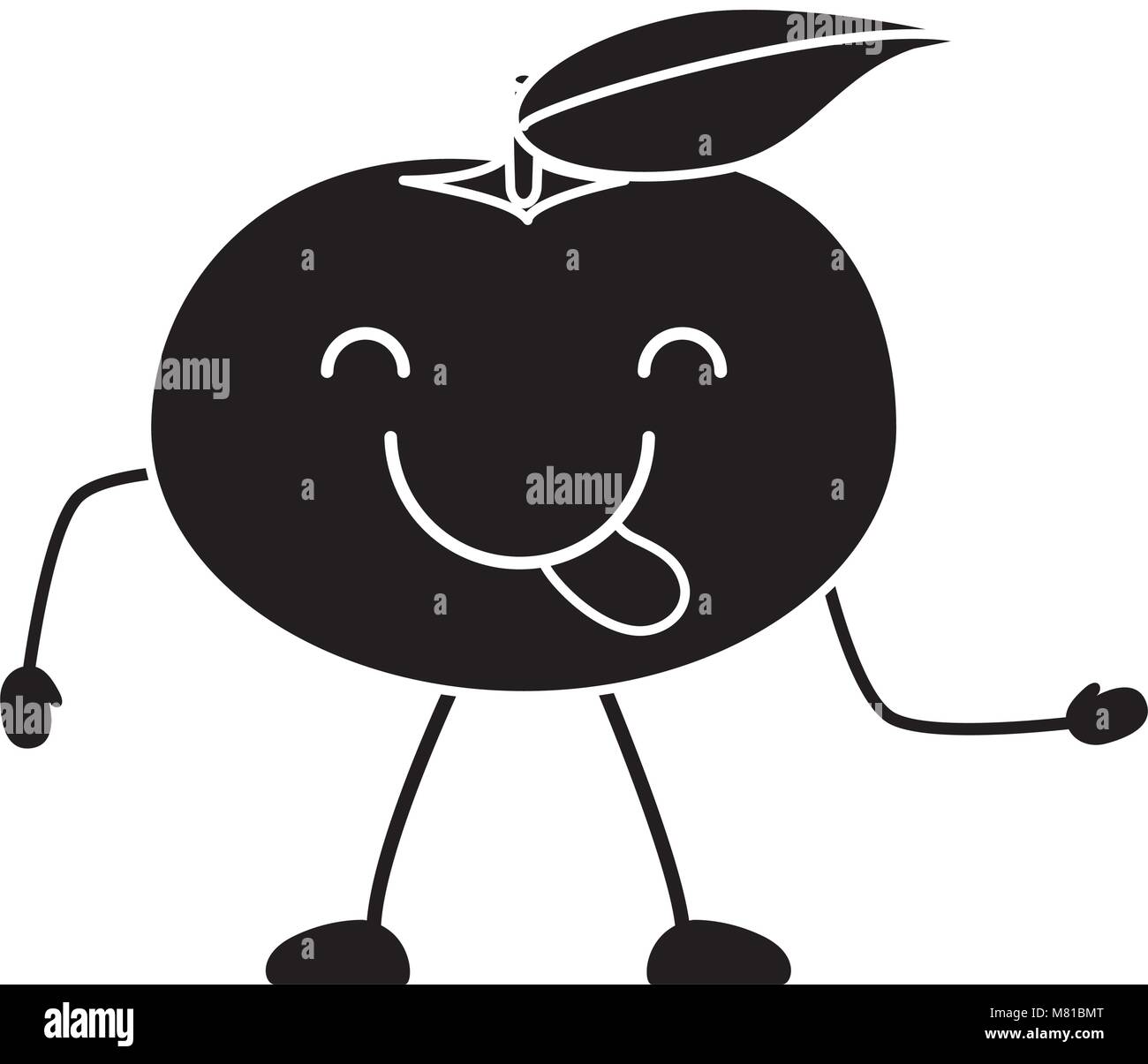 kawaii mandarine showing the tongue icon over white background, vector ...