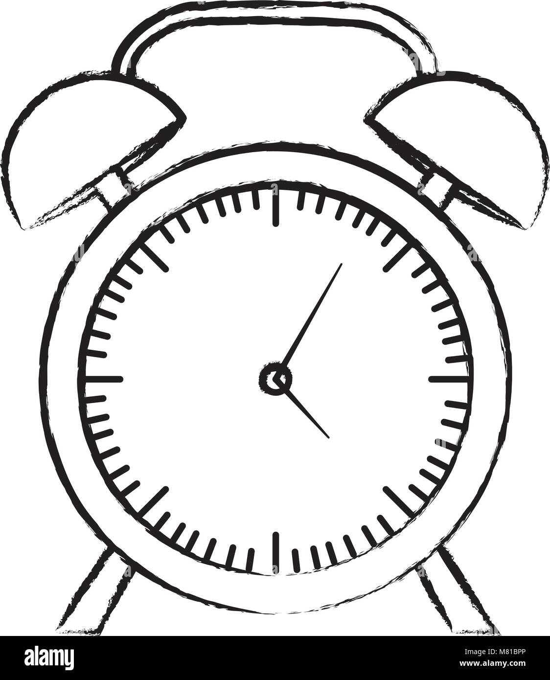 sketch of alarm clock icon over white background, vector illustration ...