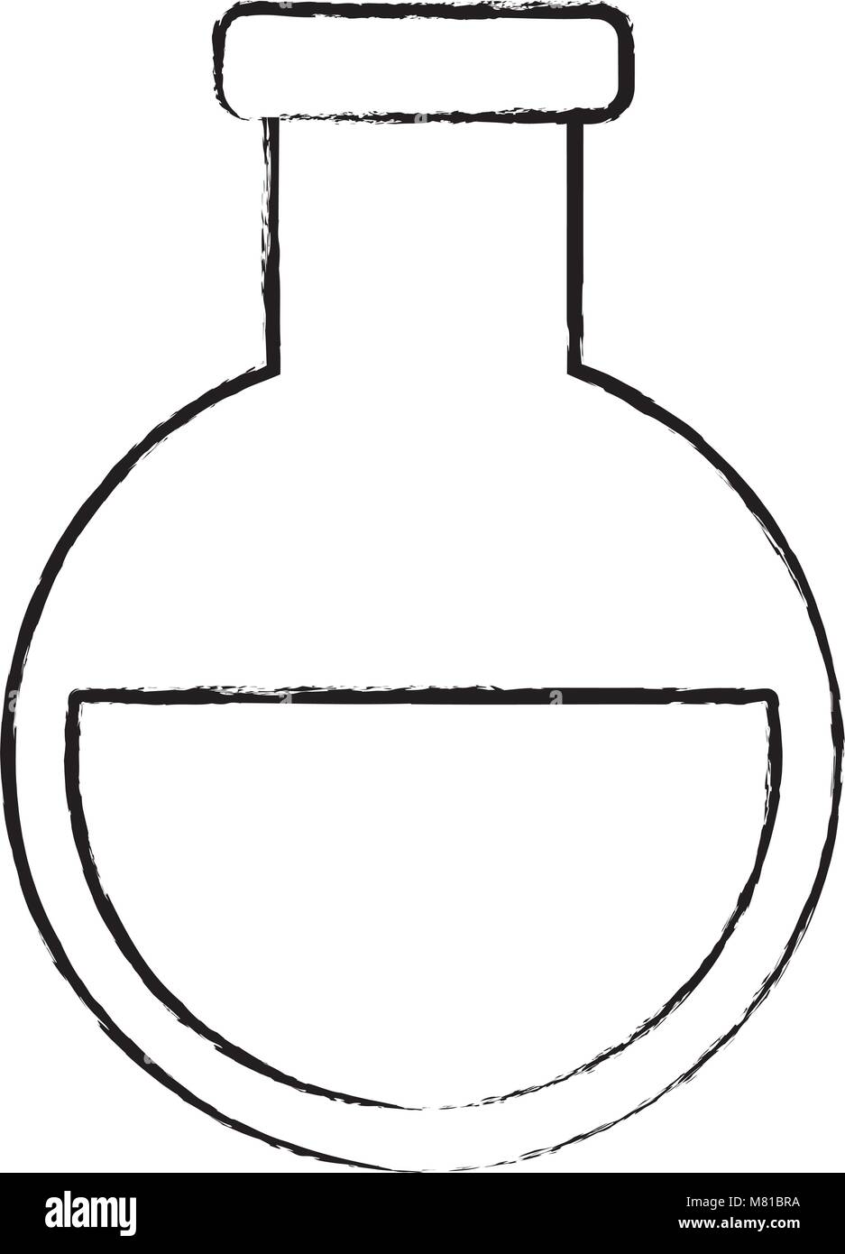 sketch of chemical flask icon over white background, vector ...