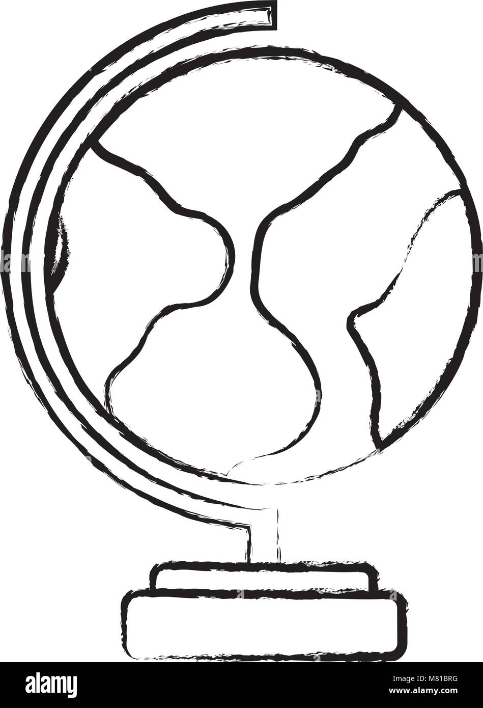 sketch of geography tool icon over white background, vector ...