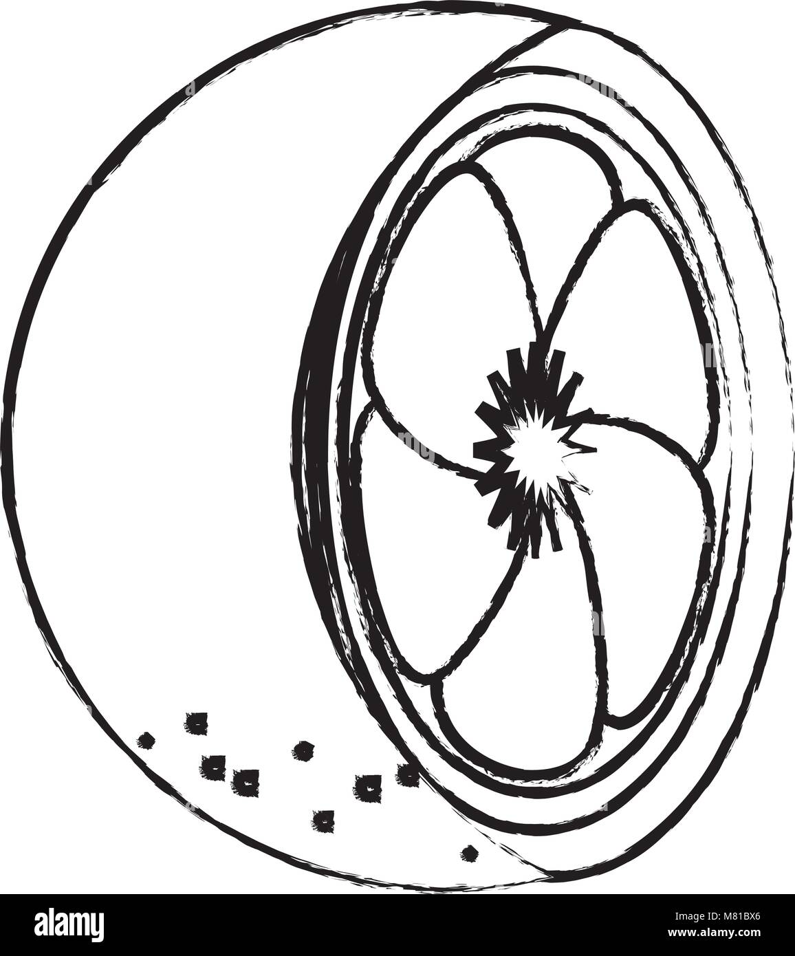 sketch of lemon slice icon over white background, vector illustration ...