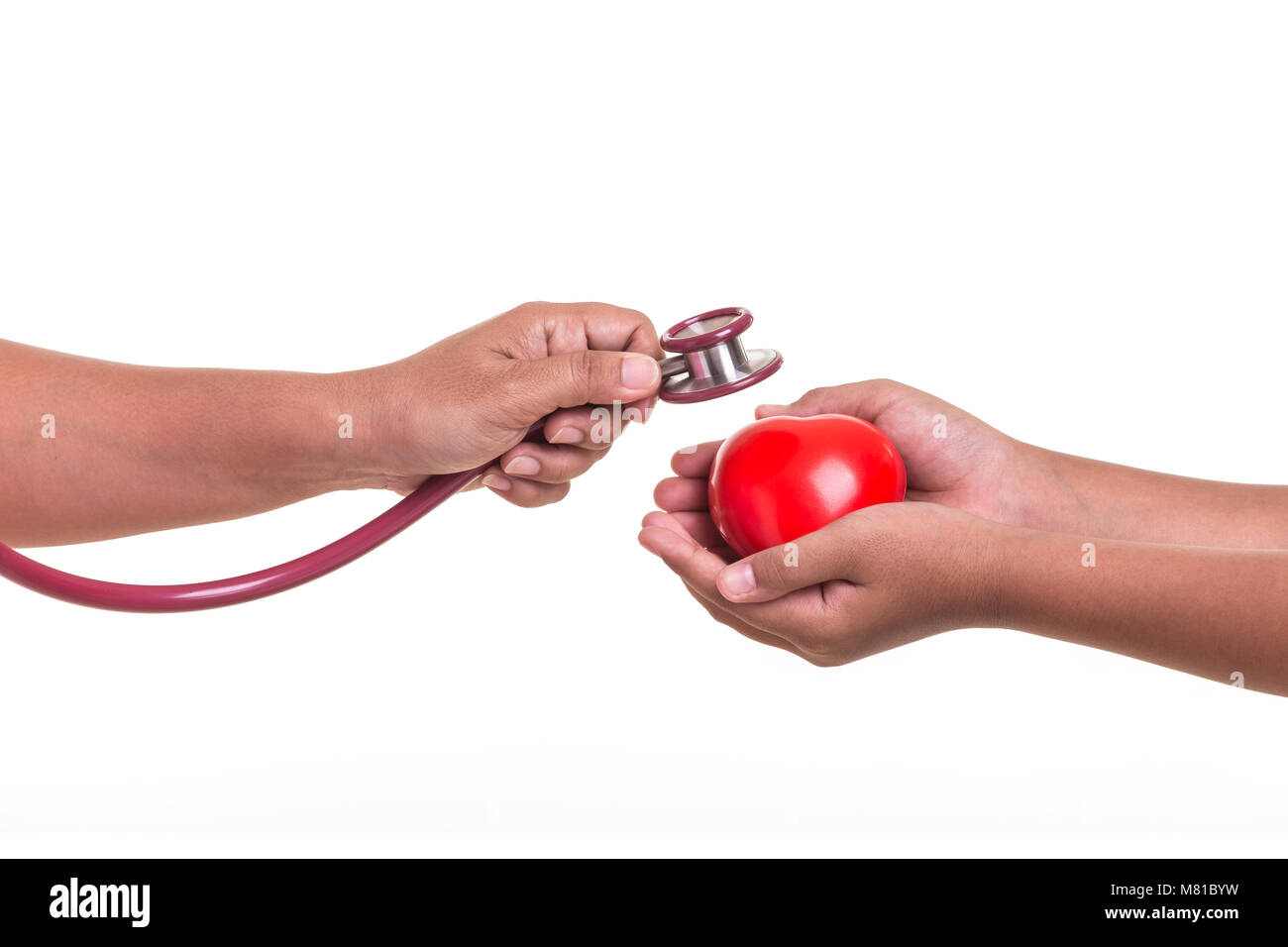 Checking heart and health care concept : Woman holding Stethoscope and ...