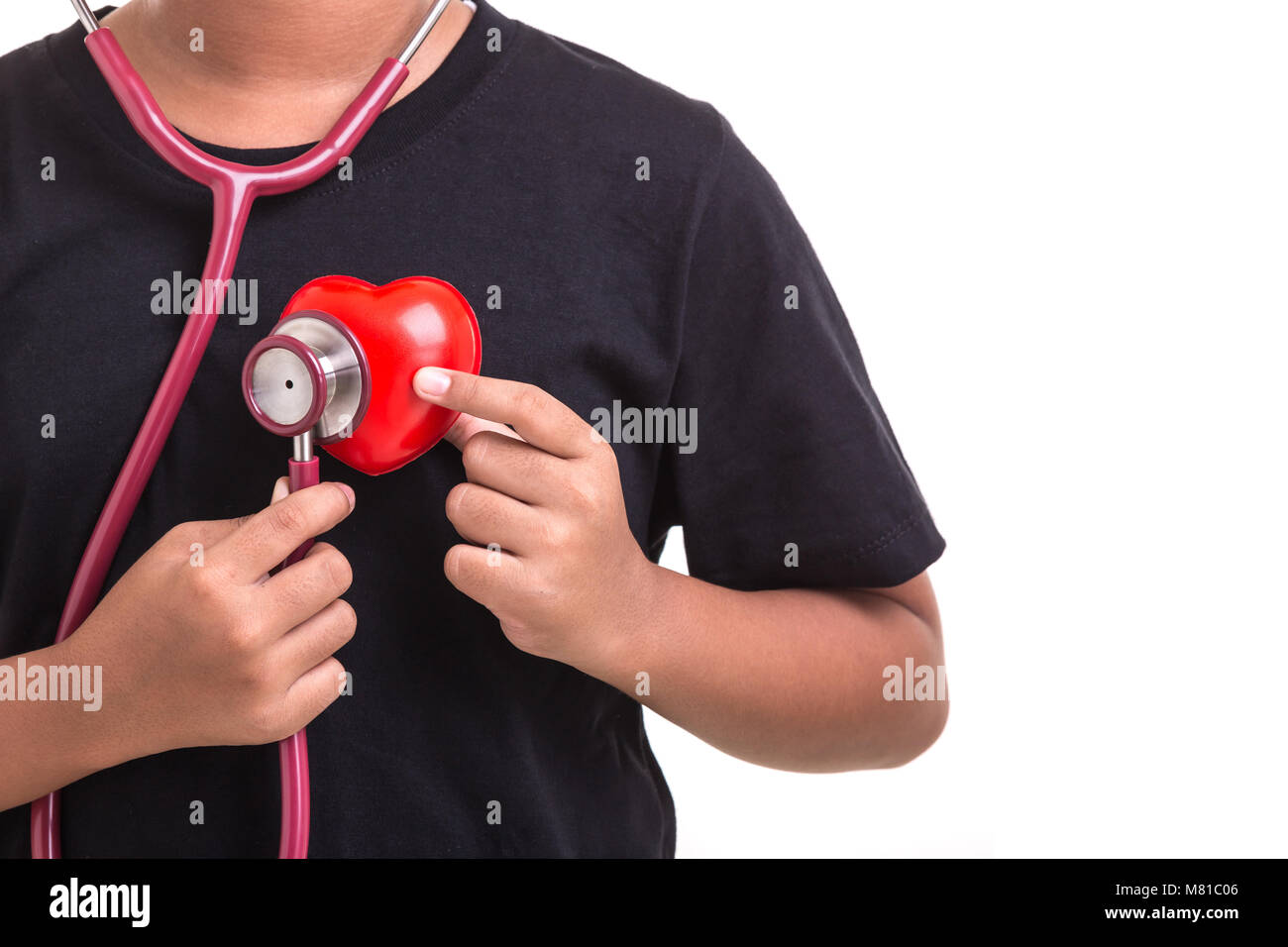 Checking heart and health care concept : Woman holding Stethoscope and ...