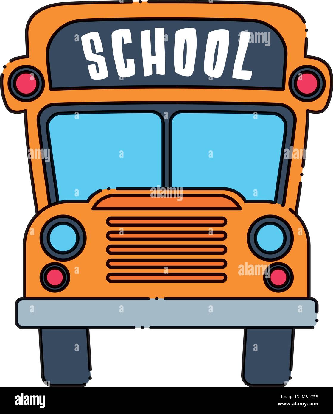 school bus icon over white background, colorful design. vector ...