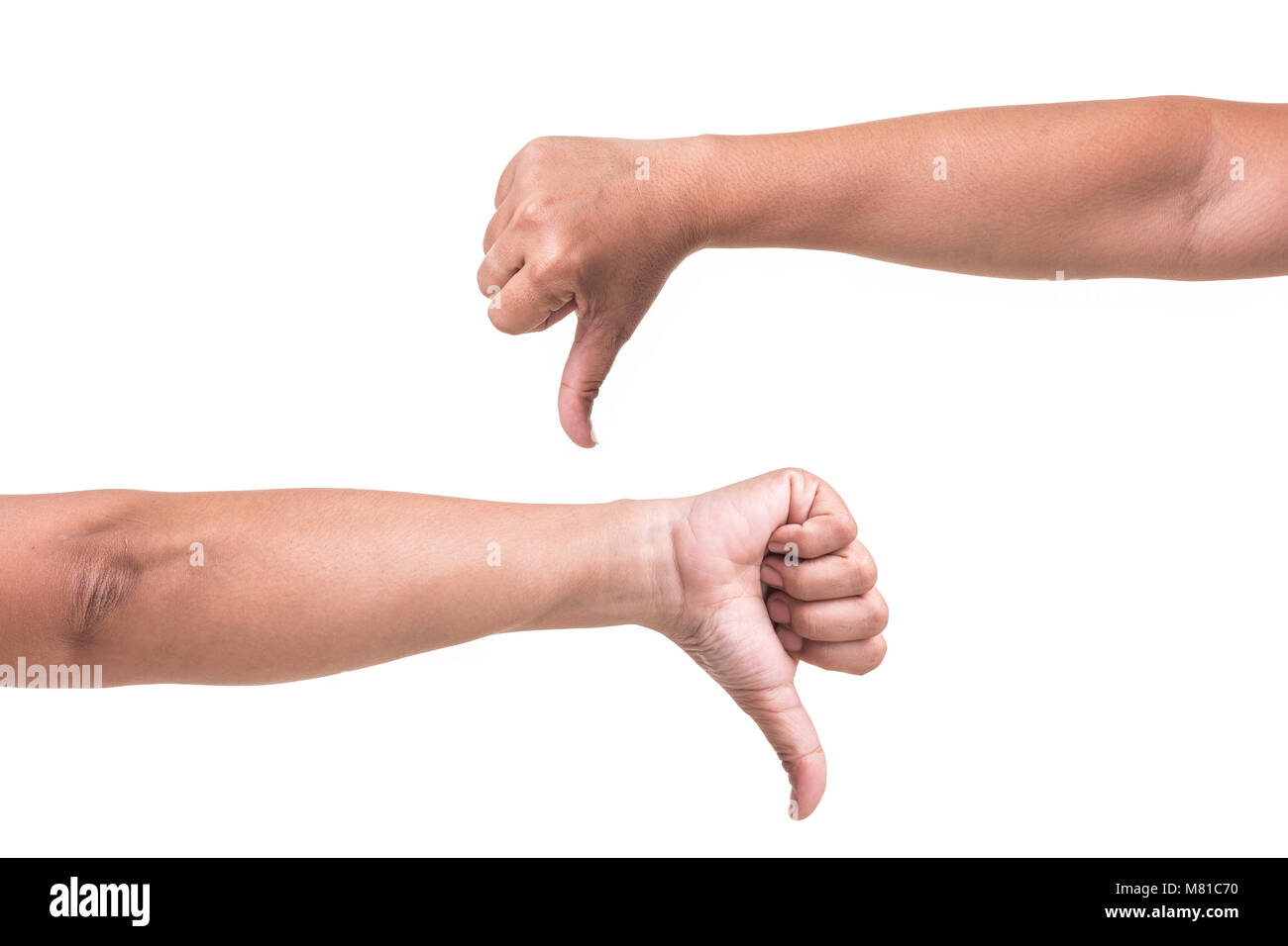 Human hand showing gestures or sign isolated on white background Stock ...