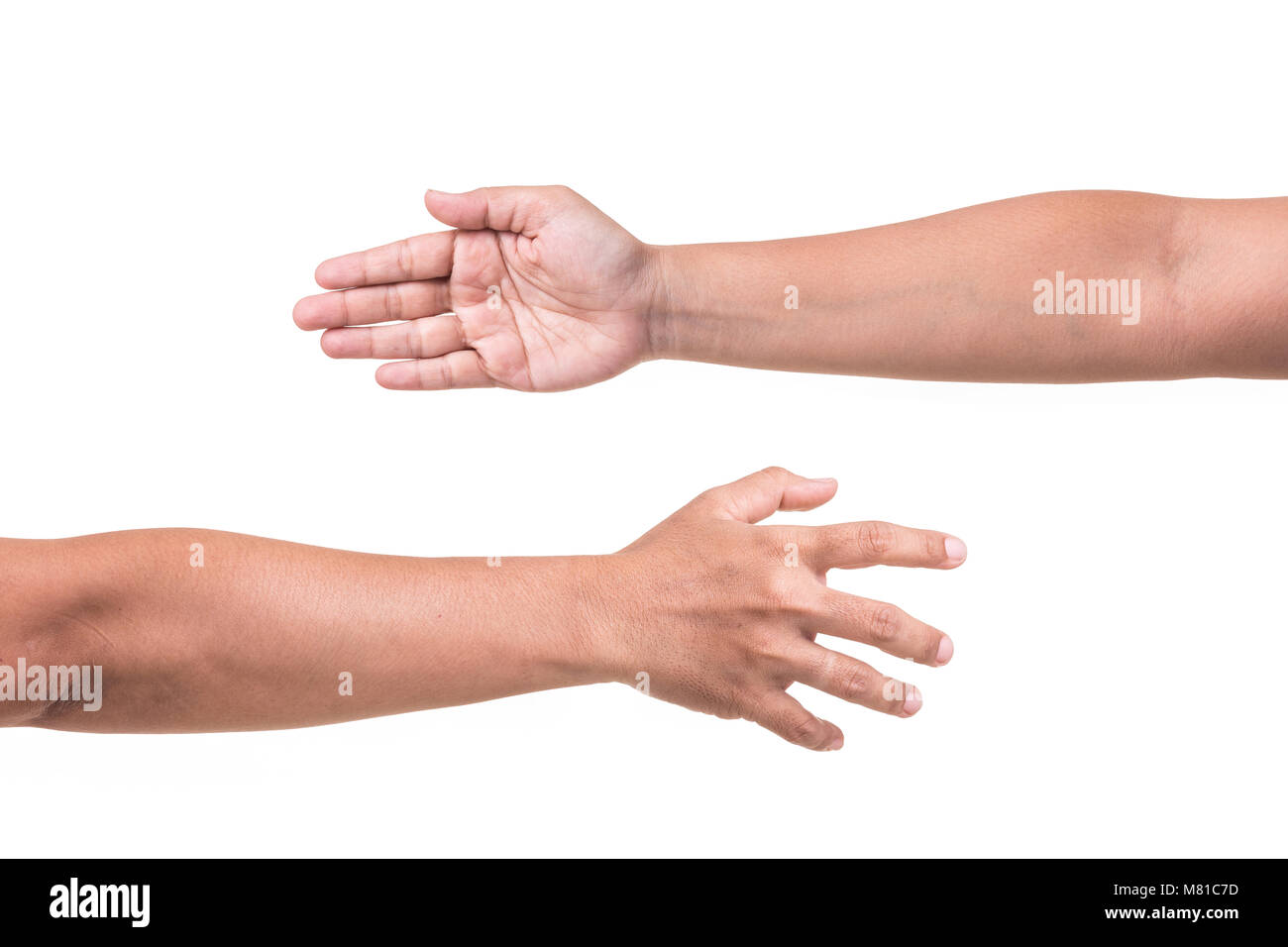 Human hand showing gestures or sign isolated on white background Stock ...