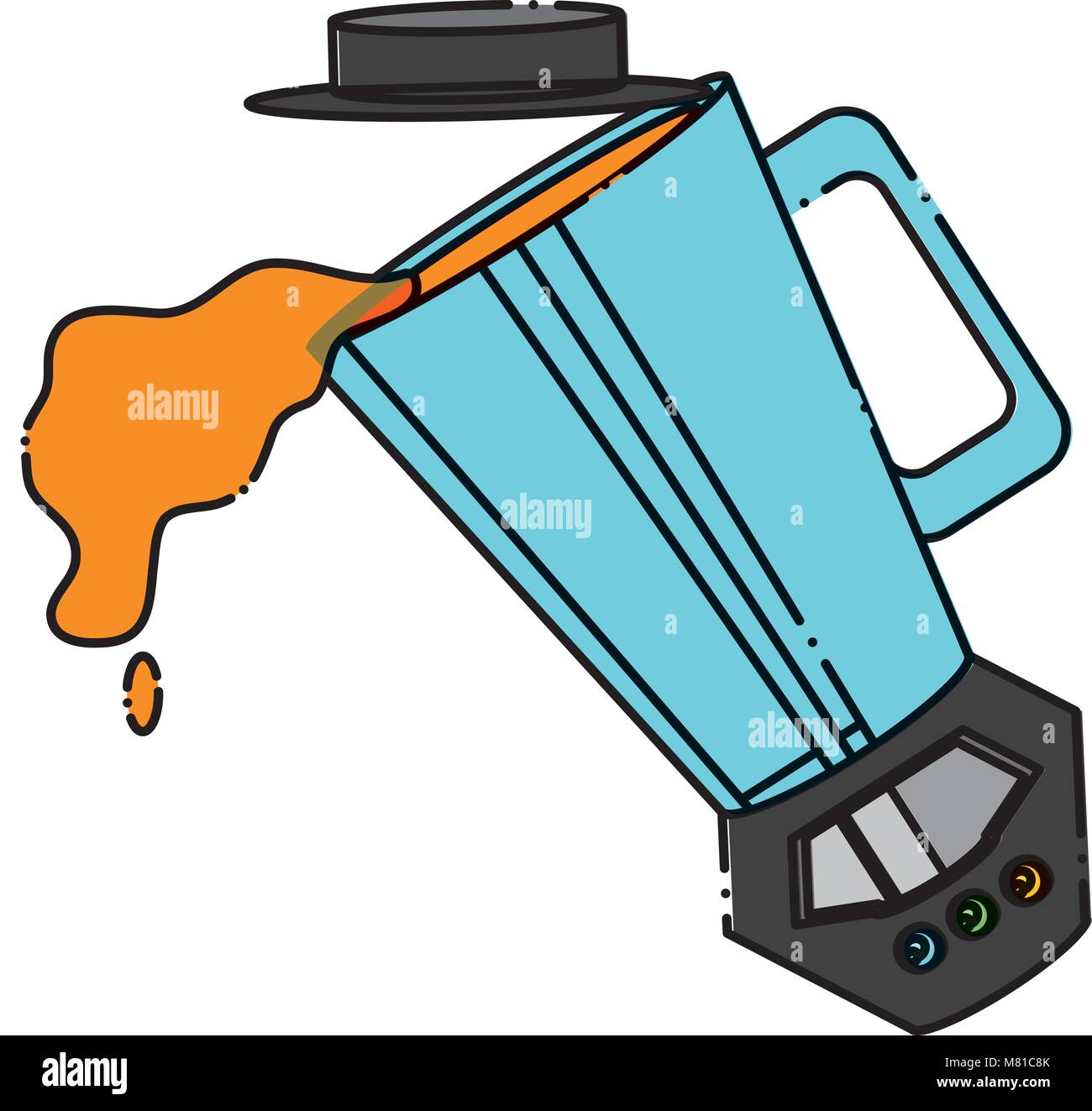 juice splashing from blender over white background, colorful design ...