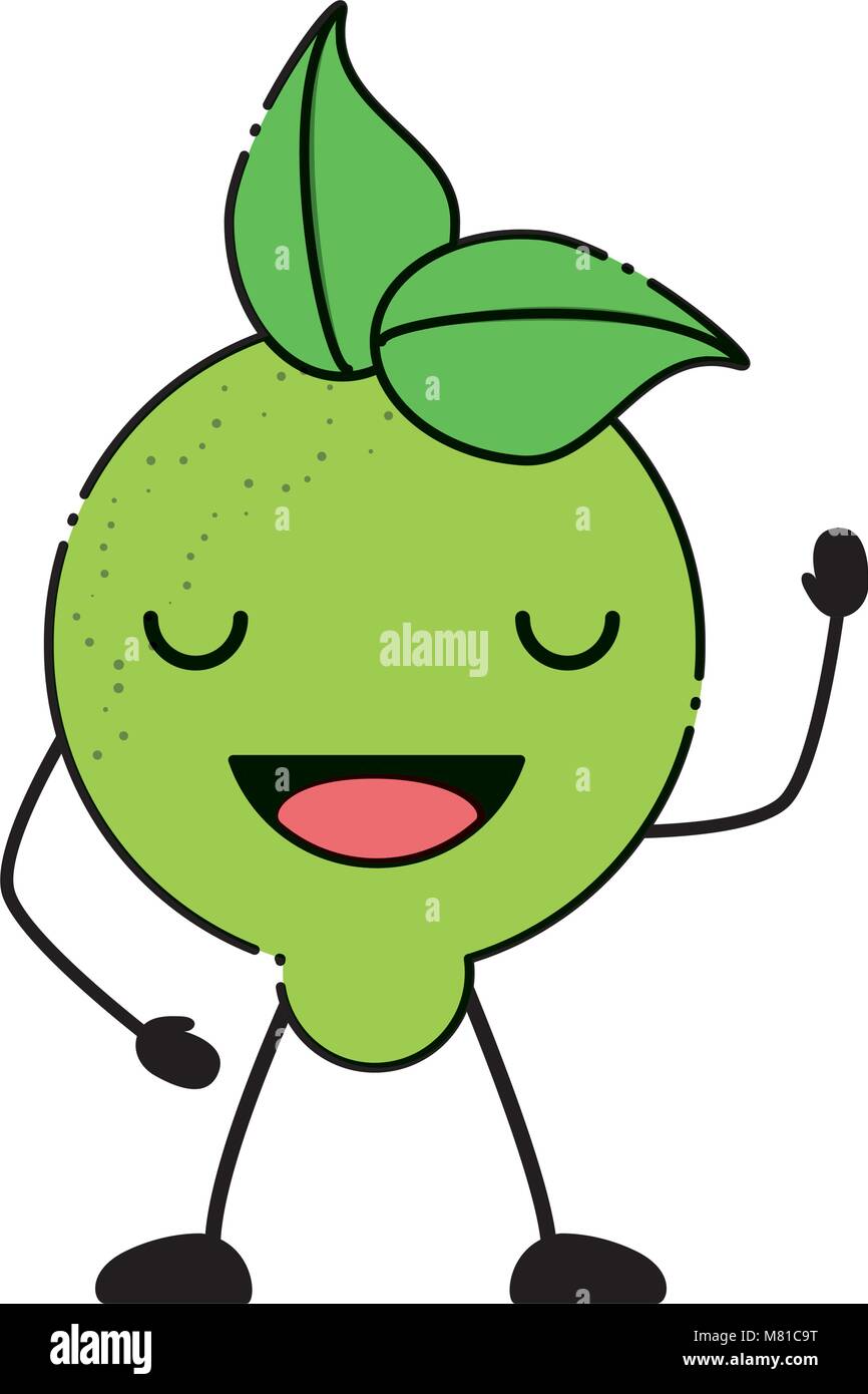 kawaii happy lemon icon over white background, colorful design. vector ...