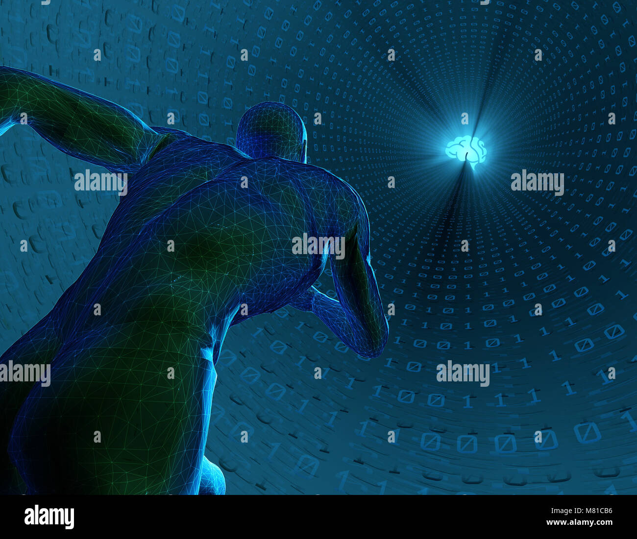 Technology people running in digital space, network speed, technology ...