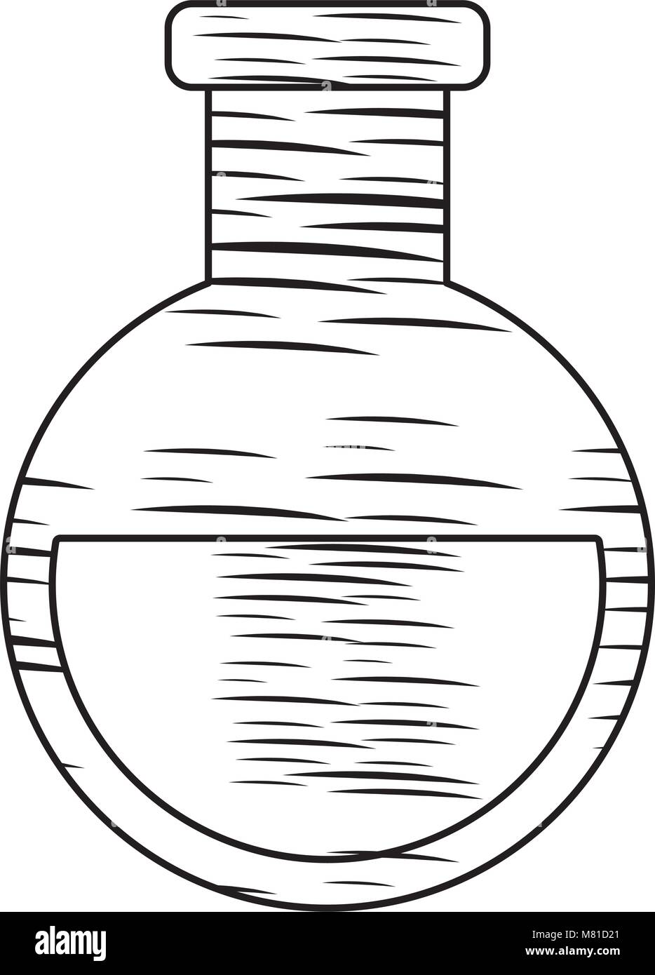 sketch of chemical flask icon over white background, vector ...