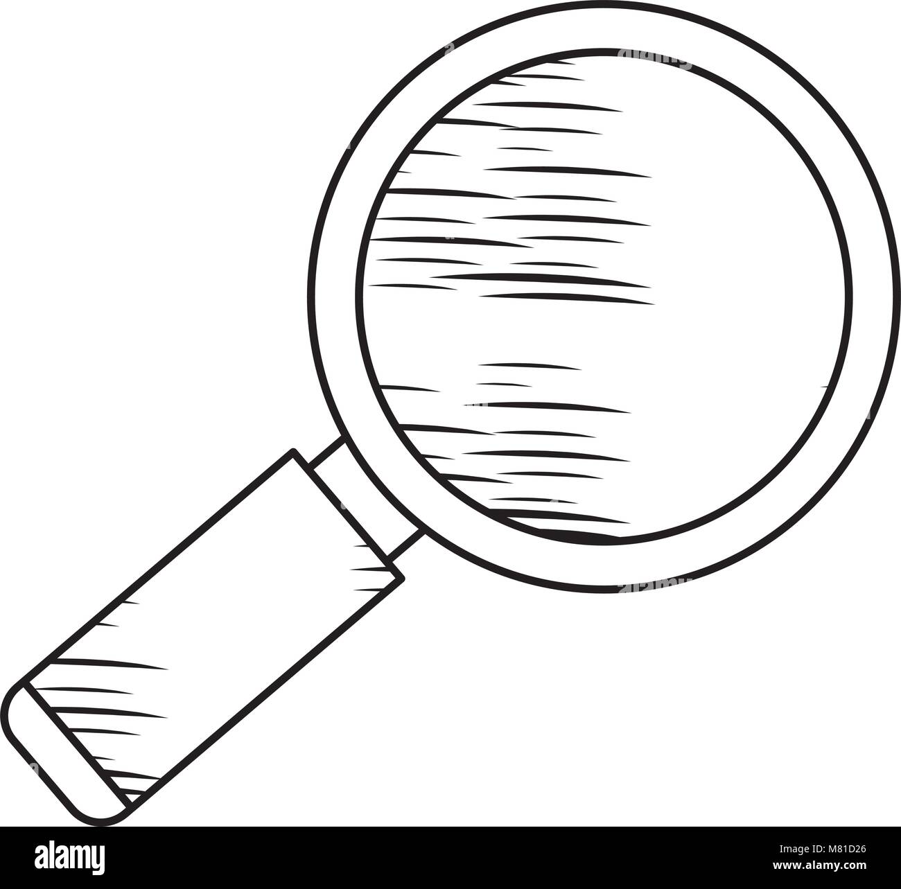 sketch of magnifying glass icon over white background, vector ...