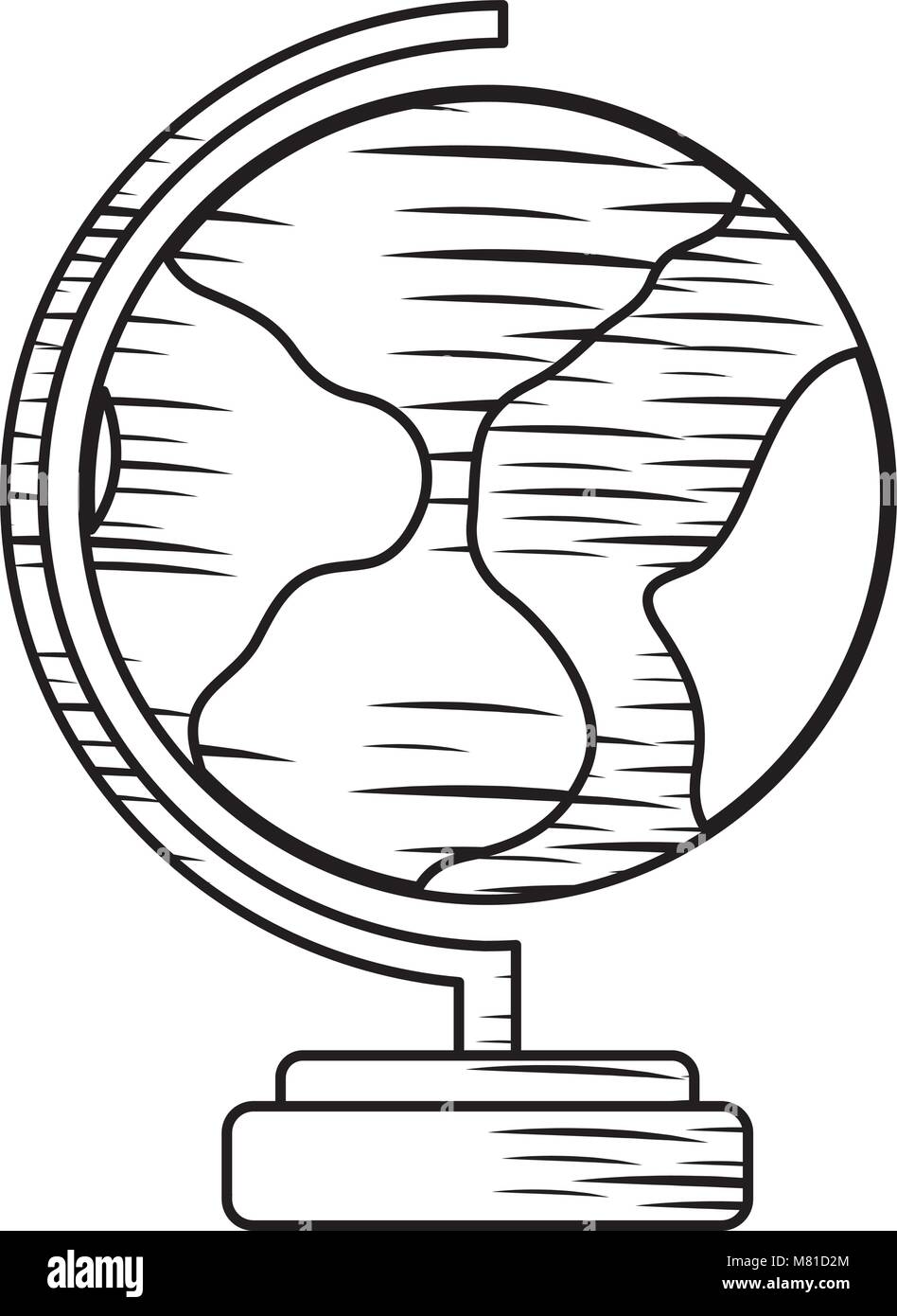 sketch of geography tool icon over white background, vector ...