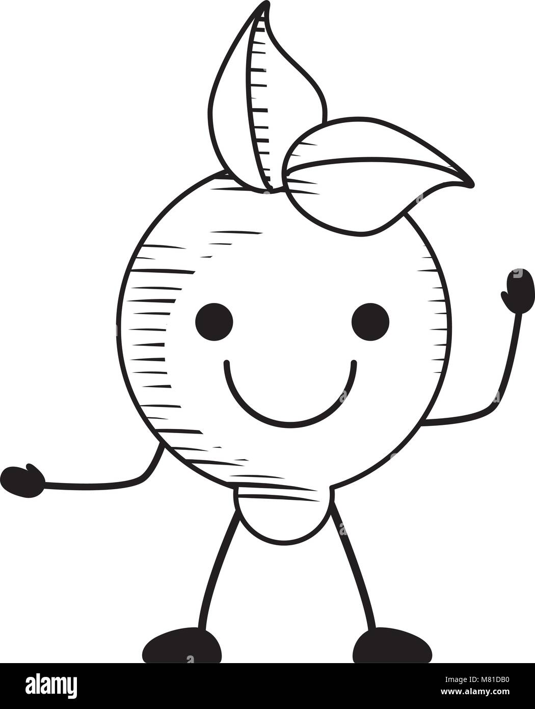 sketch of kawaii happy lemon icon over white background, vector ...