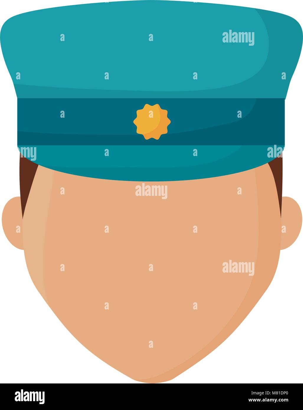 avatar police man face icon over white background, colorful design ...