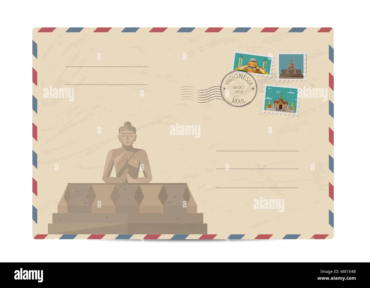 Air mail stamps envelope Stock Vector Images - Alamy