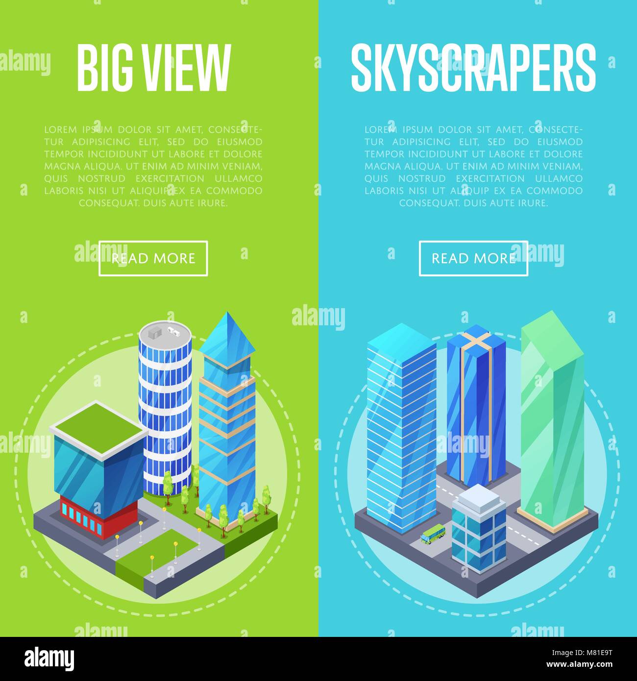 Big skyscrapers architecture banners set Stock Vector Image & Art - Alamy
