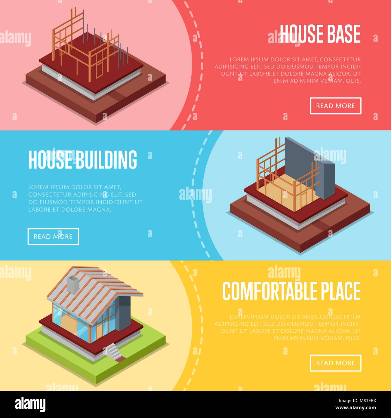 Comfortable house building posters set Stock Vector Image & Art - Alamy