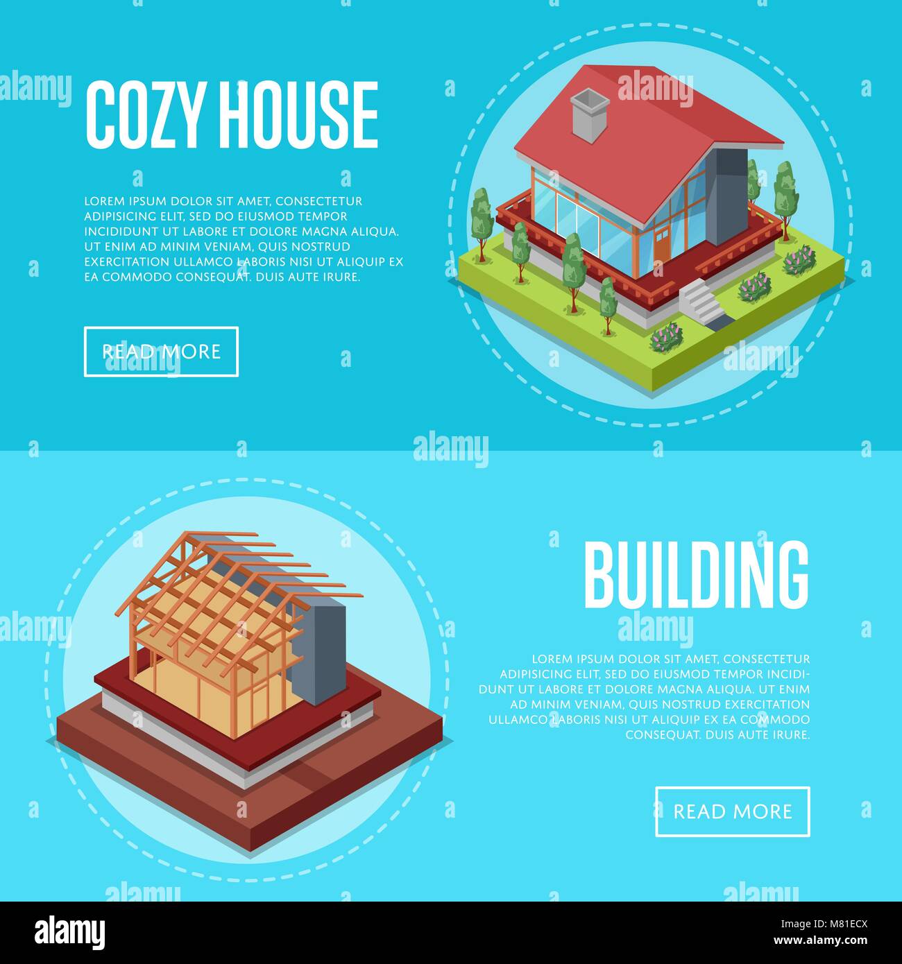 Cozy house building posters set Stock Vector Image & Art - Alamy