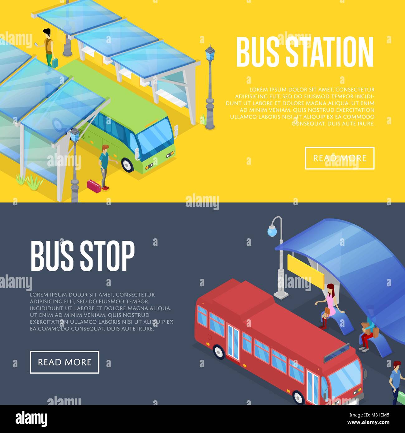 Bus waiting station isometric 3D posters Stock Vector Image & Art - Alamy